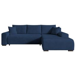 Ecksofa, Blau, Textil, 3-Sitzer, L-Form, 270x185 cm, Wohnzimmer, Sofas & Couches, Wohnlandschaften, Ecksofas