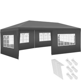TecTake Pavillon, Grau, Kunststoff, Rechteckig, 300x250x600 cm, Sonnenschutz & Sichtschutz, Pavillons & Pergolas