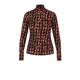 Marc Cain COLLECTIONS Shirt mit abstraktem Hahnentrittmuster in Tigerlily | Gr.: 40