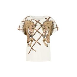 Marc Cain COLLECTIONS Shirt aus Biobaumwolle mit Pferdemotiv in Off White | Gr.: 34
