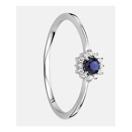 Diamant L'&eacute;ternel Ring aus 375 Wei&szlig;gold mit Diamant mit Saphir | Gr.: 52
