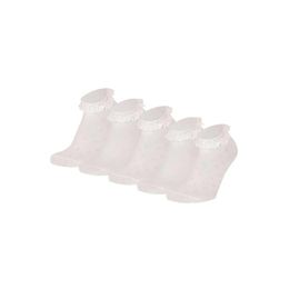 Yuhu Kinder M&auml;dchen Sneaker-Socken 5er Pack mit R&uuml;schen in Wei&szlig; | Gr.: 35-38
