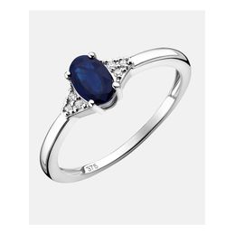 Diamant L'&eacute;ternel Ring aus 375 Wei&szlig;gold mit Diamant mit Saphir | Gr.: 56