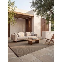 benuta Pure In- & Outdoor-Teppich Arvea Blau/Braun 160x230 cm - Teppich f&uuml;r Balkon, Terrasse & Garten