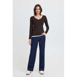 Fransa Langarm FRASTRA Slim/ Regular fit in Chocolate Torte | Gr.: XS