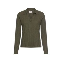 Camel Active Jersey-Shirt mit geripptem Kragen in Dunkelgr&uuml;n | Gr.: L