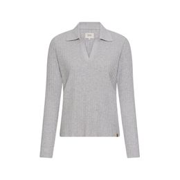 Camel Active Jersey-Shirt mit geripptem Kragen in Grau | Gr.: XS
