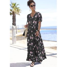 Vivance by Lascana Maxikleid in schwarz-mauve bedruckt | Gr.: 38