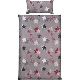 REDBEST Biber Bettw&auml;sche in grau | Gr.: 135x200 cm + 40x80 cm