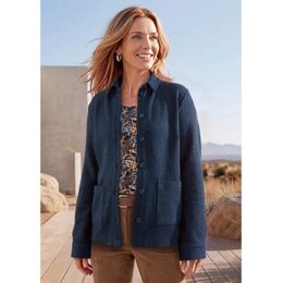GOLDNER Hemdjacke in Boucl&eacute;-Optik in marine / gemustert | Gr.: 46