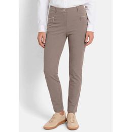 GOLDNER Kurzgr&ouml;&szlig;e: Lange Schlupfhose BELLA in taupe | Gr.: 20