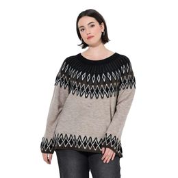Ulla Popken Pullover in dunkelbeige | Gr.: 50-52