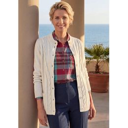 GOLDNER Cardigan mit Zopfmuster in cremewei&szlig; | Gr.: 46