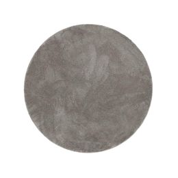 Pergamon Super Soft Kinder Hochflor Teppich Silky Kids Rund in Grau | Gr.: 120 x 120 cm