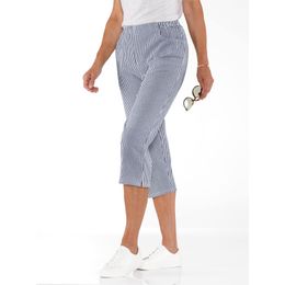 WITT Damen Caprihose aus Seersucker, gestreift, dunkelblau-gestreift, Gr&ouml;&szlig;e 48