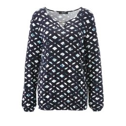 Aniston SELECTED Langarmshirt in marine-t&uuml;rkis-wollwei&szlig;-petrol-hellblau | Gr.: 38