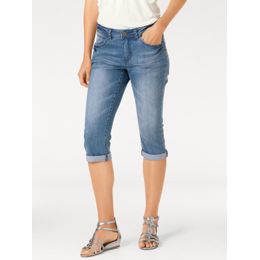 Heine Damen Bauchweg-Hose, Blau, Gr. 36, Capri-Hose, Material: Baumwolle