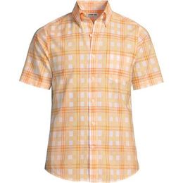 LANDS' END Madras-Kurzarmhemd f&uuml;r Herren, Classic Fit, Herren, size: regular, Orange, Baumwolle, by Lands' End