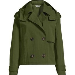 LANDS' END Kurzer Trenchcoat mit Kapuze f&uuml;r Damen in Petite-Gr&ouml;&szlig;e, Damen, size: petite, Gr&uuml;n, by Lands' End