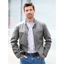 Marco Donati Herren Leder-Jacke, steingrau, Gr&ouml;&szlig;e 54