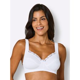 w&auml;schepur w&auml;schepur Damen Komfort-BH ohne B&uuml;gel mit Spitze, wei&szlig;, Gr&ouml;&szlig;e 100B