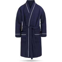 Normani Herren Morgenmantel mit Waffel-Piqu&eacute; Bali in Navy | Gr.: S