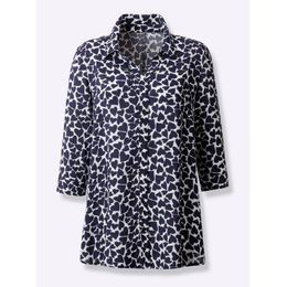 Sieh an! Longbluse in wei&szlig;-marine-gemustert | Gr.: 50