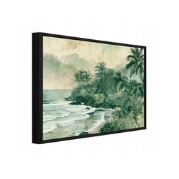 WALLARENA Bilder mit Rahmen Strand in Gr&uuml;n | Gr.: 40 x 30 cm