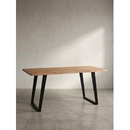 KADIMA DESIGN Esstisch Massiv, Familientisch Industrial Design, Baumkante | Gr.: 160 x 80 x 76 cm
