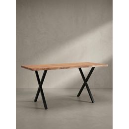 KADIMA DESIGN Esstisch Massivholz Industrial, Akazie kompakt mit X-Beinen | Gr.: 120 x 60 x 76 cm