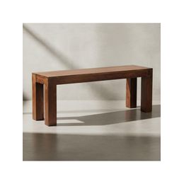 KADIMA DESIGN Holzbank Massiv | Sheesham, 120x45x35cm, Landhausstil in Braun | Gr.: 140 x 35 x 45 cm