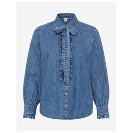 Brax Denim-Hemdbluse mit Schluppe und R&uuml;schen in Denim Blue | Gr.: 46