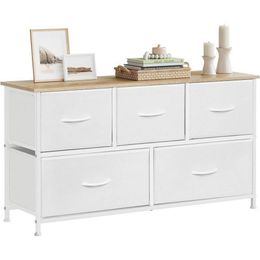 WOLTU Kommodenschrank, Wei&szlig;, Holzwerkstoff, Metall, 5 Schubladen, Rechteckig, 100x54x30 cm, Wohnzimmer, Kommoden & Sideboards, Kommoden