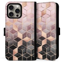 DeinDesign iPhone 16 Pro Handy Klapph&uuml;lle Handyh&uuml;lle aus Kunst Leder schwarz Flip Case Cube Elisabeth Fredriksson Gold & Copper Sideflip mit Lasche