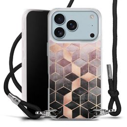 DeinDesign iPhone 17 Pro Handy Carry Case H&uuml;lle mit Band Handykette zum Umh&auml;ngen schwarz Cube Elisabeth Fredriksson Gold & Copper Carry Case