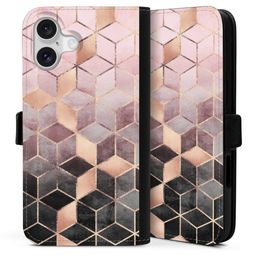 DeinDesign iPhone 16 Plus Handy Klapph&uuml;lle Handyh&uuml;lle aus Kunst Leder schwarz Flip Case Cube Elisabeth Fredriksson Gold & Copper Sideflip mit Lasche