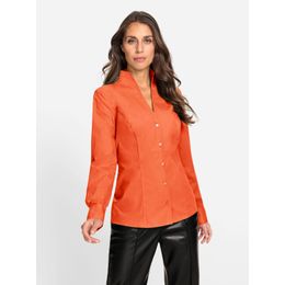 Heine Damen Hemdbluse, Orange, Gr. 48, Blusen langarm, trageangenehmes Material: Baumwolle, Elasthan