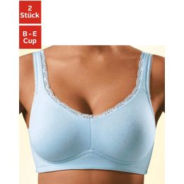 sheego Gro&szlig;e Gr&ouml;&szlig;en Soft-BH, hellblau+wei&szlig;, Gr&ouml;&szlig;e 100B - Damen