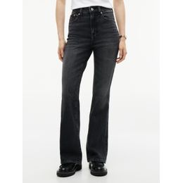 Tommy Jeans Damen Bootcut-Jeans "SYLVIA HIGH RISE BOOTCUT DJ0187", schwarz, Gr. 27, Abriebeffekte, Denim/Jeans, Obermaterial: 99% Baumwolle, 1%