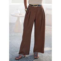Lascana Damen Palazzohose "aus sommerlicher Webware", braun, Gr. 34, unifarben, Web, Obermaterial: 85% Viskose, 11% Polyester, 4% Polyamid, Hosen,