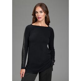 Laura Scott Damen Longpullover, schwarz, Gr. 44, Glitzerstreifen, unifarben, Feinstrick, Obermaterial: 70% Viskose, 30% Polyamid, Pullover, mit