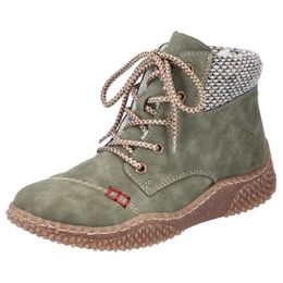 Rieker Damen Winterboots, Gr. 36, gr&uuml;n, Lederimitat, Textil, used, Schuhe, mit Ziersteppungen