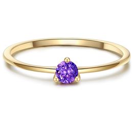 Glanzst&uuml;cke M&uuml;nchen Damen Solit&auml;rring "GSM740", 52, Silber 925 (Sterlingsilber), 0,8mm, lila, GLANZST&Uuml;CKE M&Uuml;NCHEN, Silber 925 (Sterlingsilber), Fingerringe, aus Sterling
