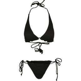 Urban Classics Damen B&uuml;gel-Bikini "Urban Classics Damen Ladies Rib Babylock Triangle Bikini", schwarz, Gr. S, 88% Polyester, 12% Elasthan, Bikini-Sets