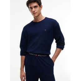 Herren Relaxanzug "LONGSLEEVE WAFFLE SET", Tommy Hilfiger Underwear, Gr. XL, blau, Jersey, Obermaterial: 100% Baumwolle, Homewear-Sets