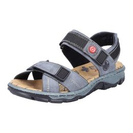 Rieker Damen Sandale, Gr. 36, blau, Lederimitat, Textil, Schuhe, Sommerschuh, Outdoorschuh, Keilabsatz, in Trekking-Optik