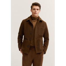 Bugatti Herren Hemdjacke "Regular Fit", braun, Gr. 48, unifarben, 75% Wolle, 25% Polyester, Jacken, mit Umlegekragen & Knopfleiste