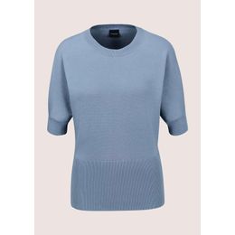 Madeleine Mode MADELEINE Damen Longpullover "Feinstricktop Sommerlicher Baumwollpullover mit breitem Bund", blau, Modern, Gr. 40, Obermaterial: 100% Baumwolle CO.,