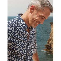 Lerros Herren Leinenhemd "Langarmhemd mit floralem Print aus Mischgewebe", blau, Gr. XXL, 55% Leinen, 45% Baumwolle, Hemden, Baumwoll‐Leinen Mix,
