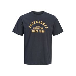 Jack & Jones JACK & JONES Herren Rundhalsshirt "JPRBLUTHOR SS TEE FST", blau, Gr. XL, bedruckt, Jersey, Obermaterial: 100% Baumwolle, Shirts, Baumwolle, regular
